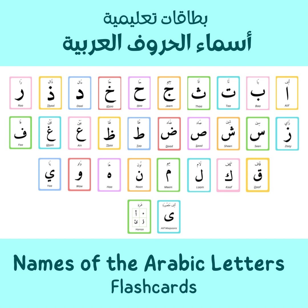 Arabic Letters Flashcards - Arabic Alphabet - Letter Names ...