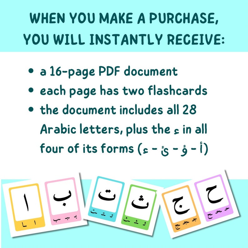 Arabic Letters Flashcards - Beginning Middle End - Alphabet - Positions ...