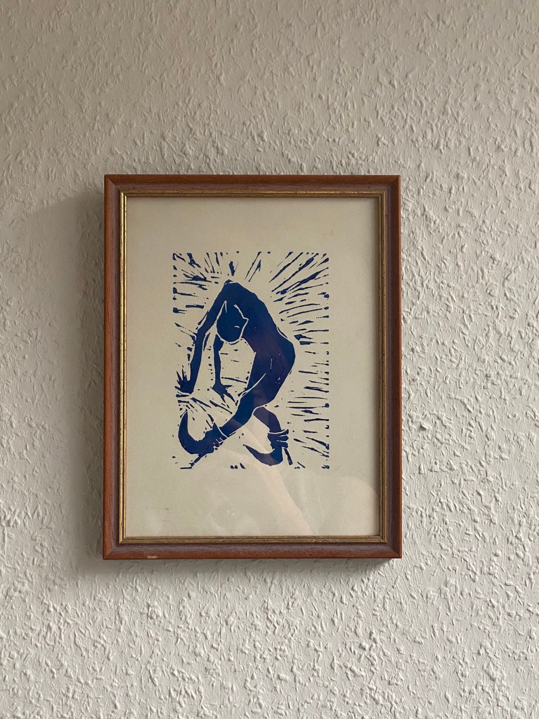 Dancing Person in Boots Linoleum Print Framed - Etsy