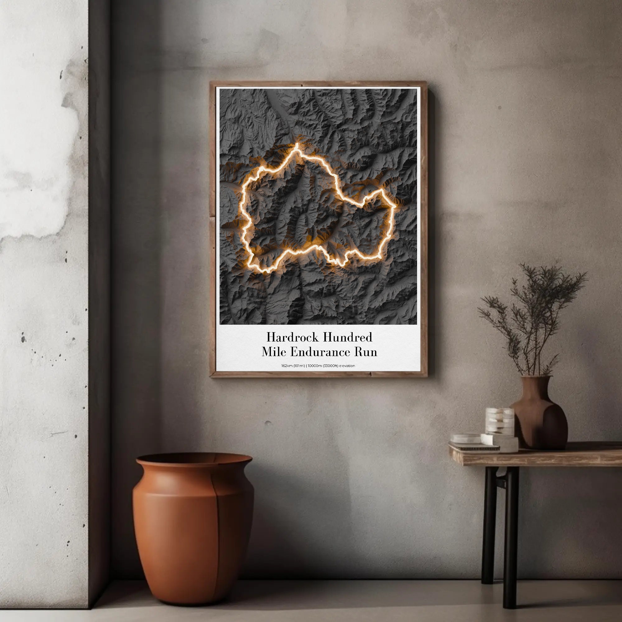 Hardrock 100 Course Map Poster Wall Art Black and Orange Theme - Etsy