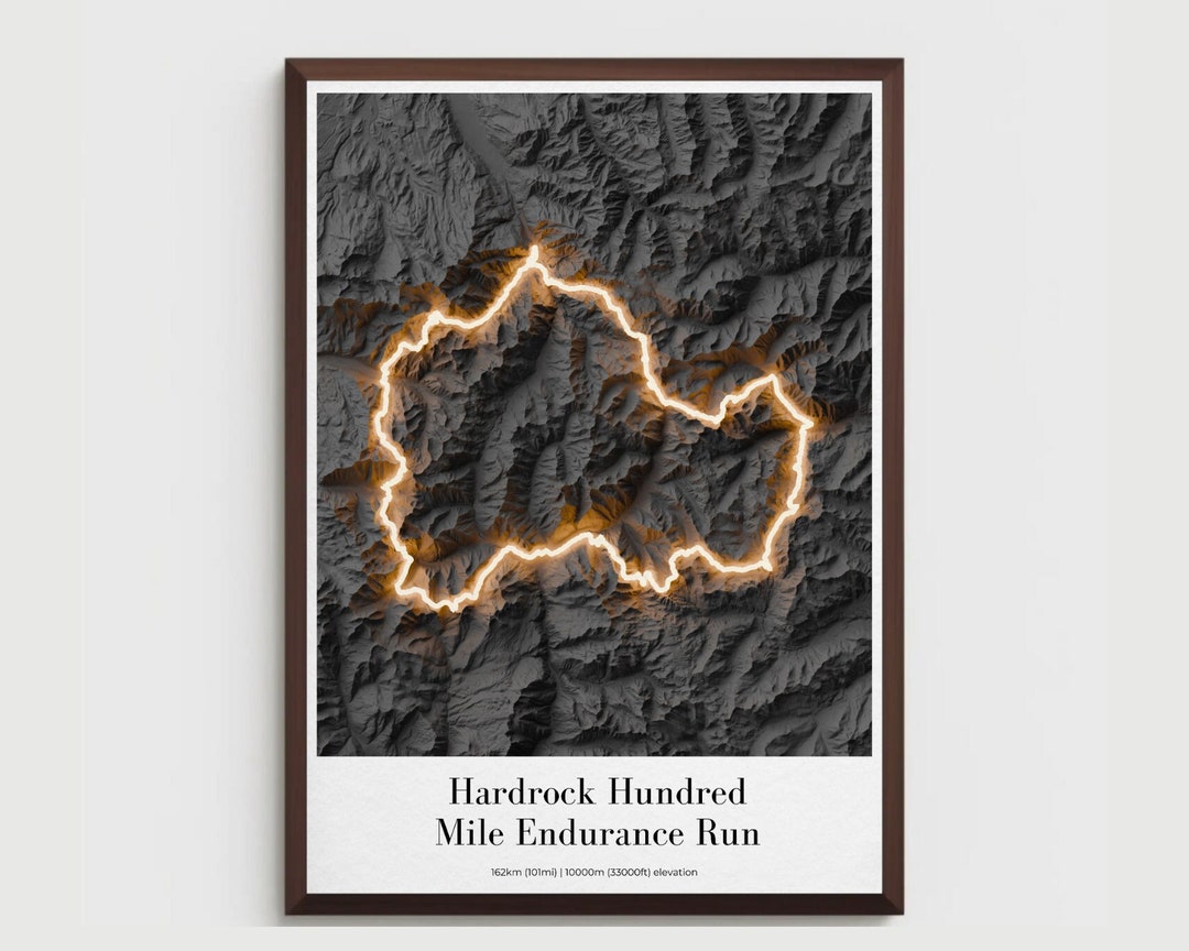 Hardrock 100 Course Map Poster Wall Art Black and Orange Theme - Etsy