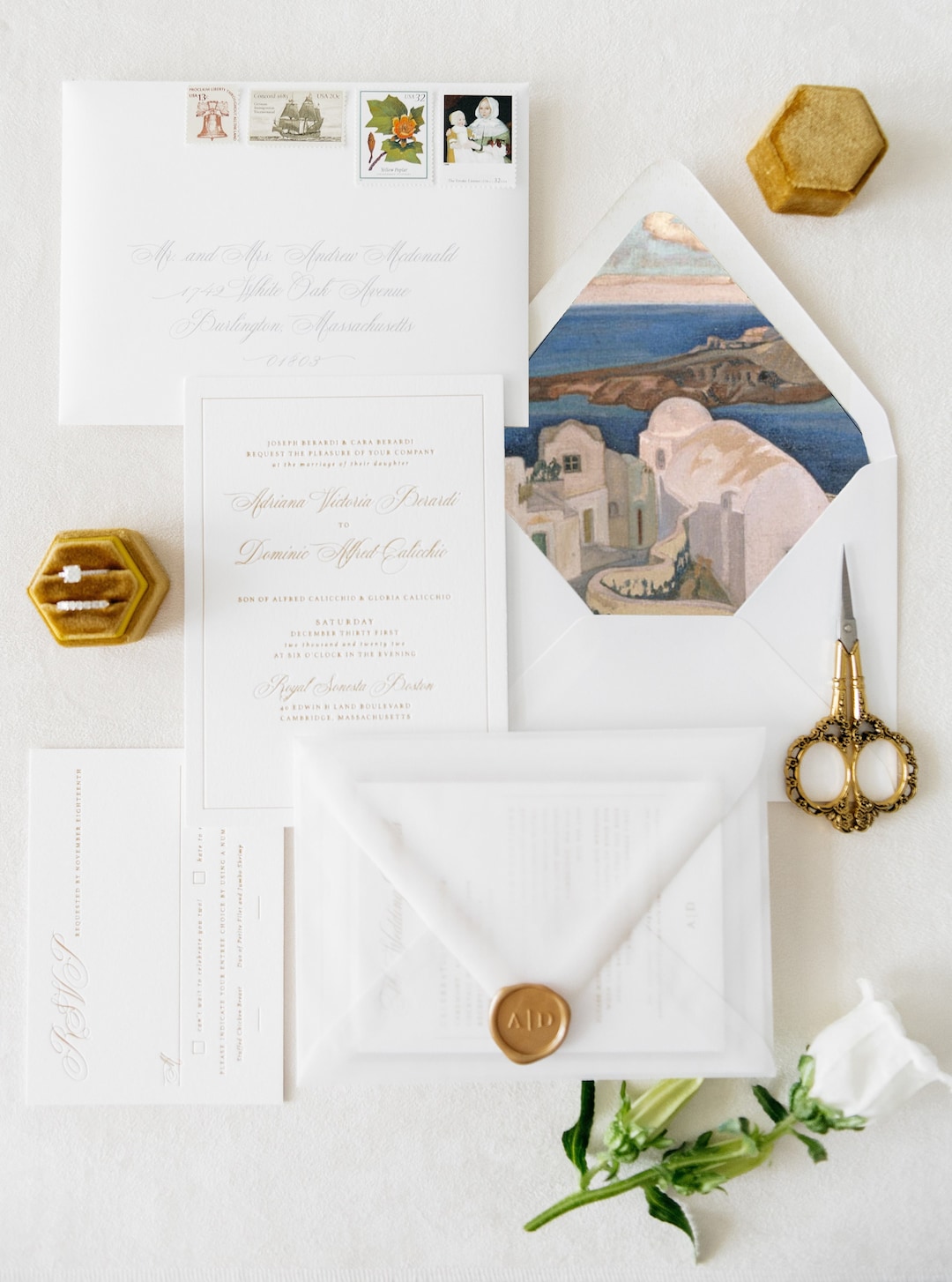 Santorini Greece Envelope Liner Minimalistic Wedding Invitation A7 ...