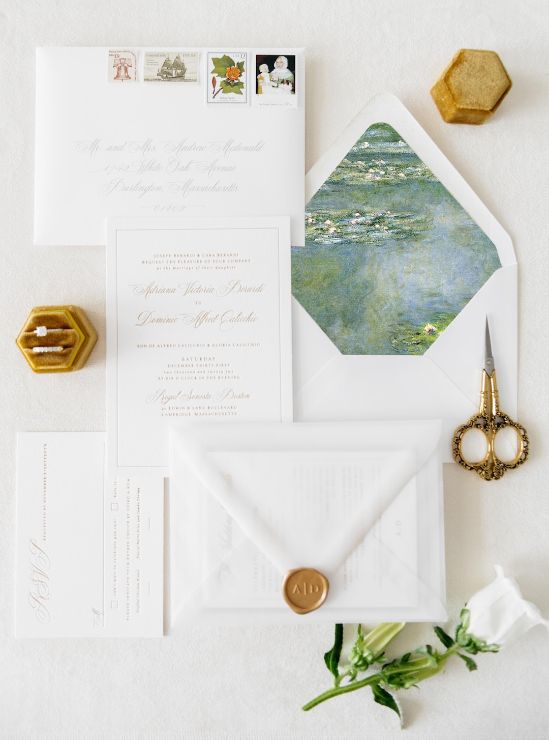 Claude Monet Wedding Invitations, Envelope Liner Digital Download ...