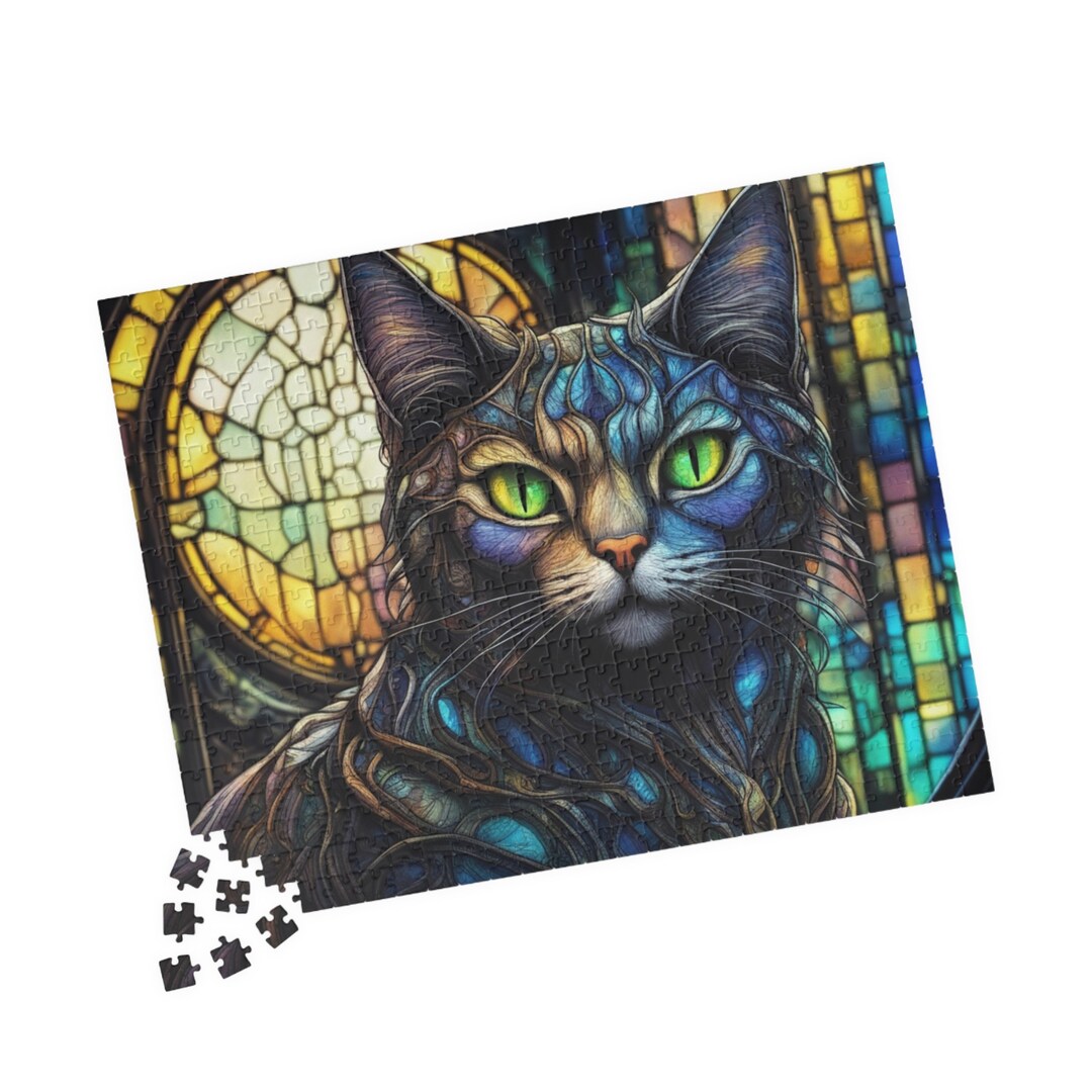 Stained Glass Cat Jigsaw Puzzle Cat Puzzle Animal Puzzle Puzzle for ...