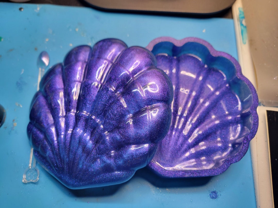 Deep Blue Purple Clam Shell Trinket Box - Etsy