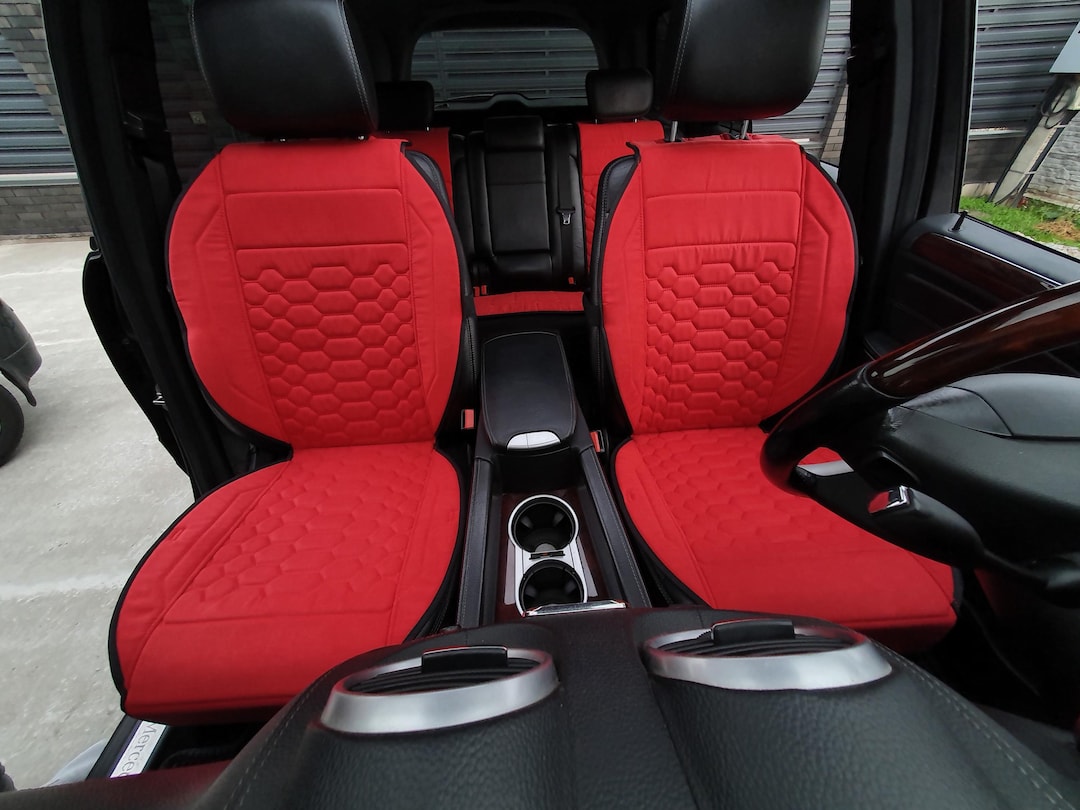 Red Car Seat Covers Italian Alcantara Suede, Car Interior Kit, Vehicle ...