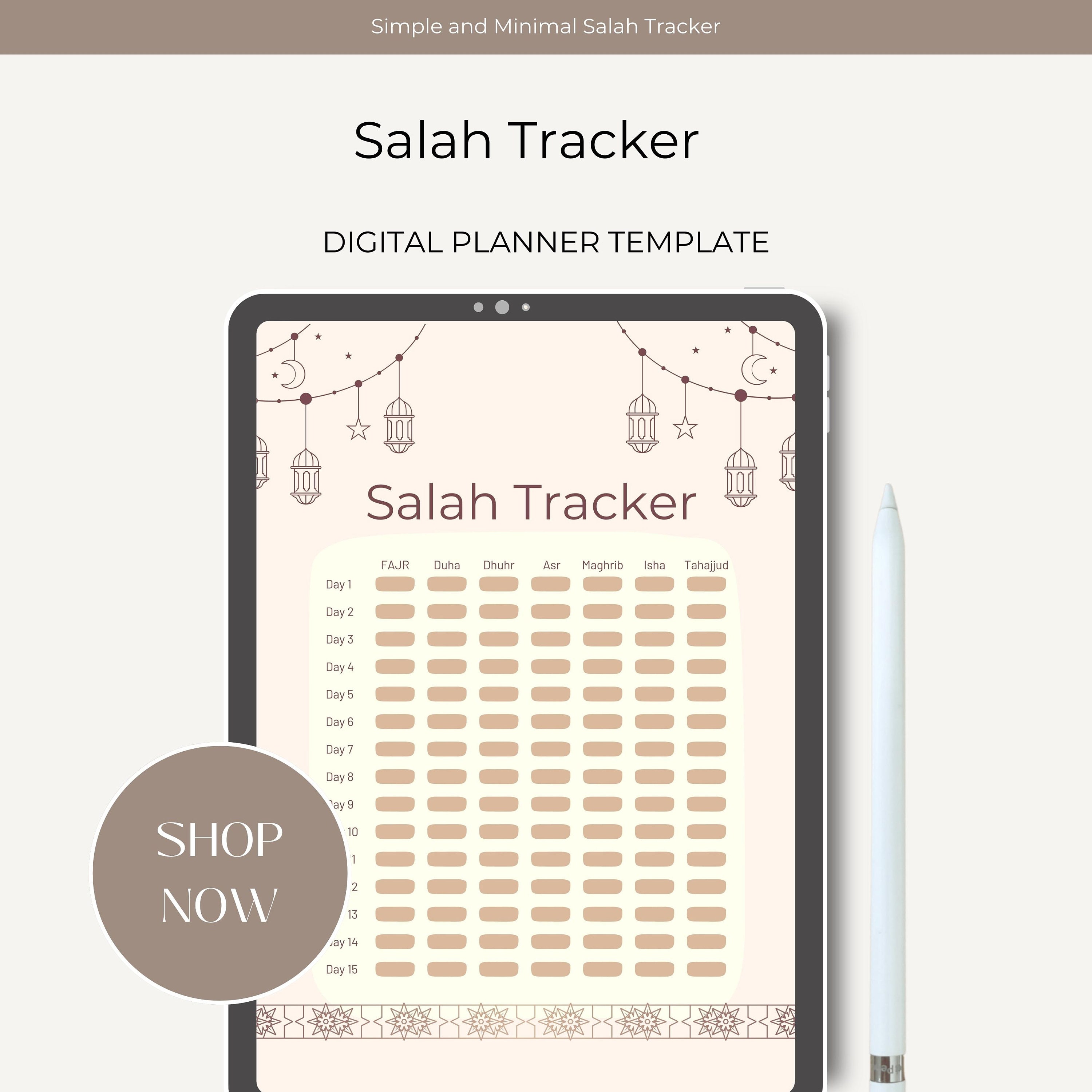 Salah Tracker Printable Prayer Sheet Digital Islamic Prints Minimal ...