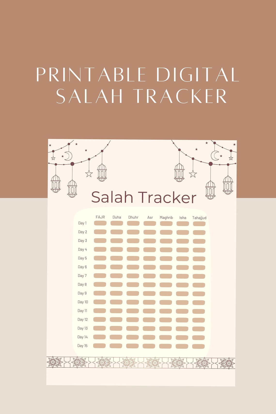 Salah Tracker Printable Prayer Sheet Digital Islamic Prints Minimal ...