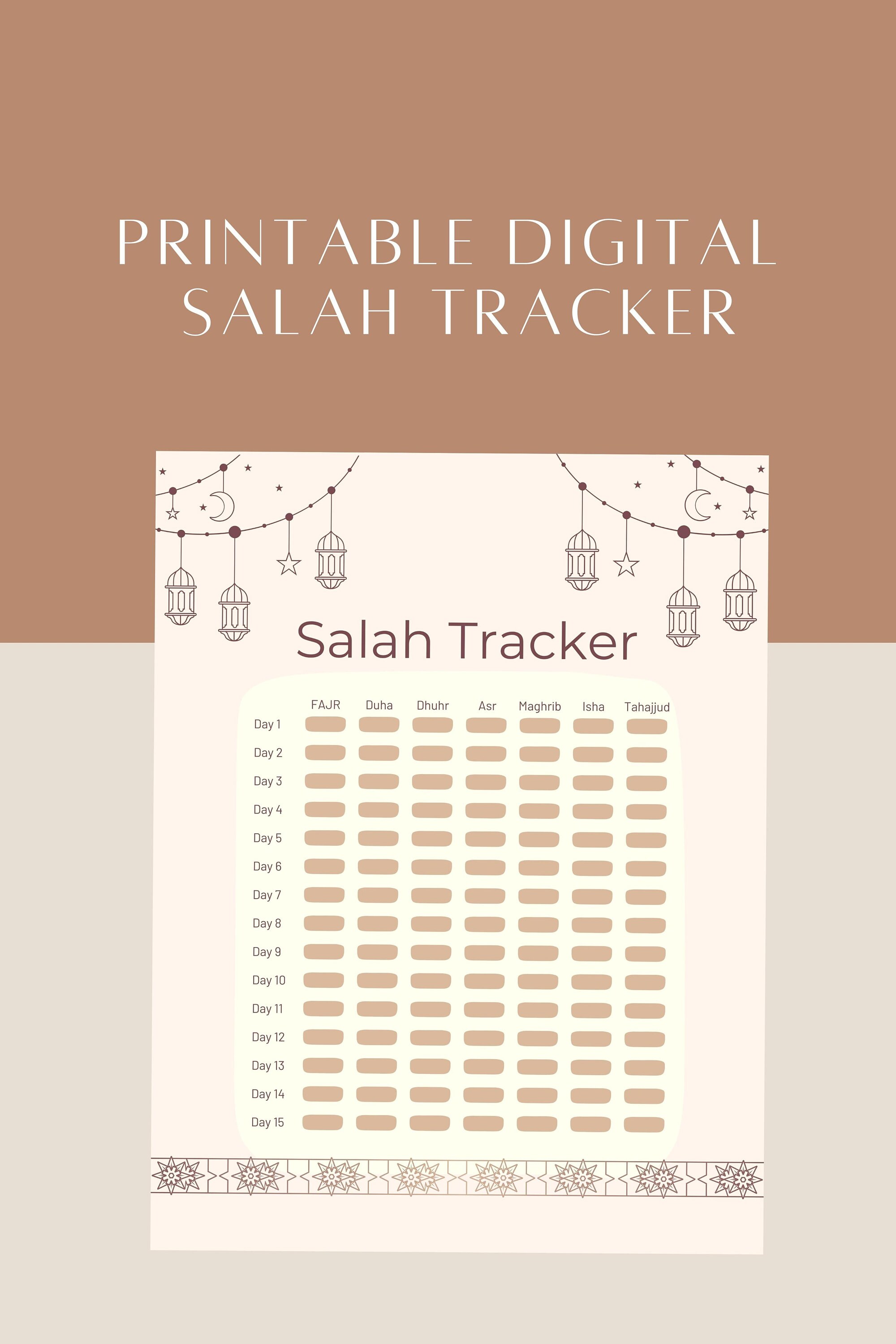 Salah Tracker Printable Prayer Sheet Digital Islamic Prints Minimal ...