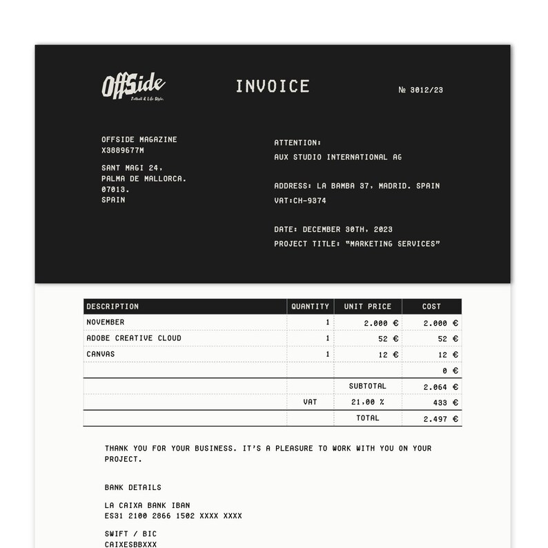 Invoice Template for Apple Numbers - Etsy