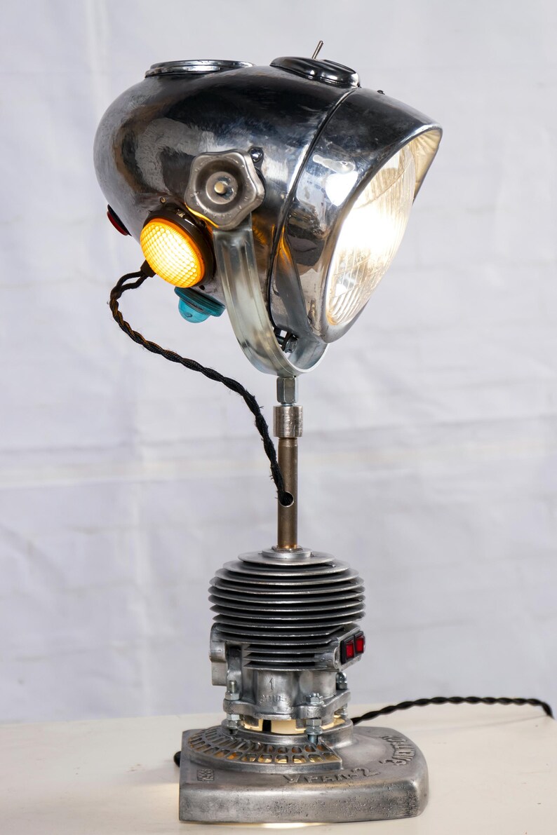 Vintage Motorcycle Headlight Desk Lamp USSR Steampunk Lamp Industrial ...