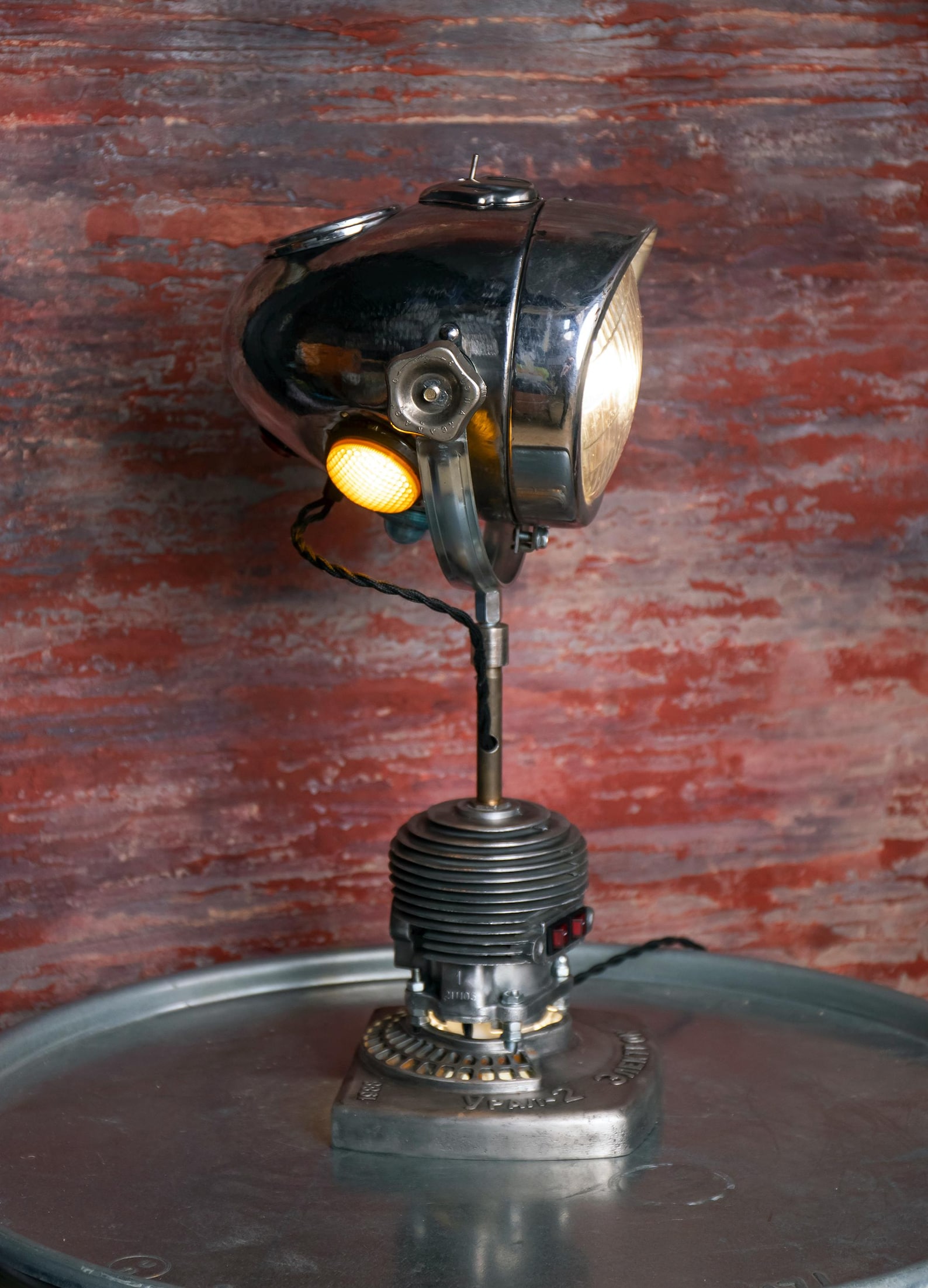 Vintage Motorcycle Headlight Desk Lamp USSR Steampunk Lamp Industrial ...