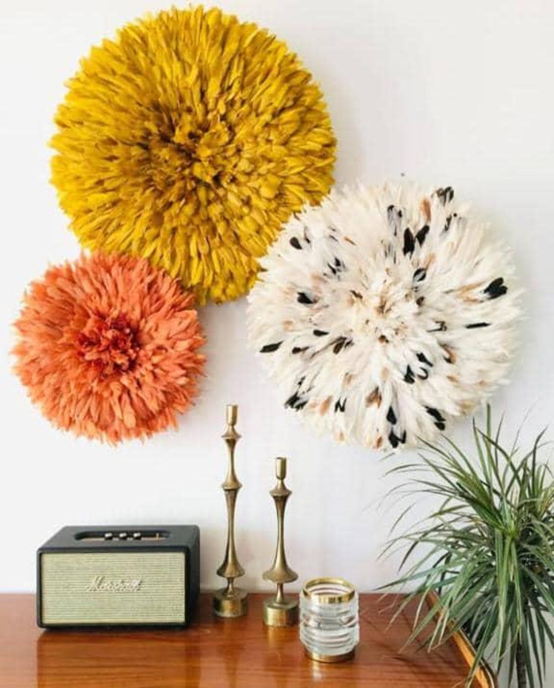 Authentic African Juju Hat Set of 3:white and Speckle, Mustard Yellow ...