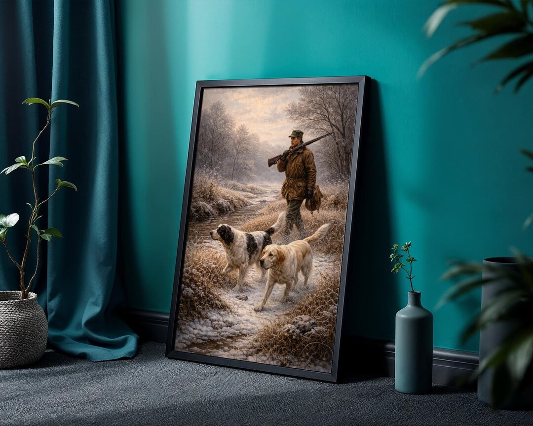 Vintage Hunting Dogs Poster | Winter Countryside Wall Art | Classic ...