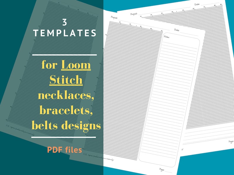 Set of 3 Templates for Designing Loom Stitch Jewelry, Printable Blank ...