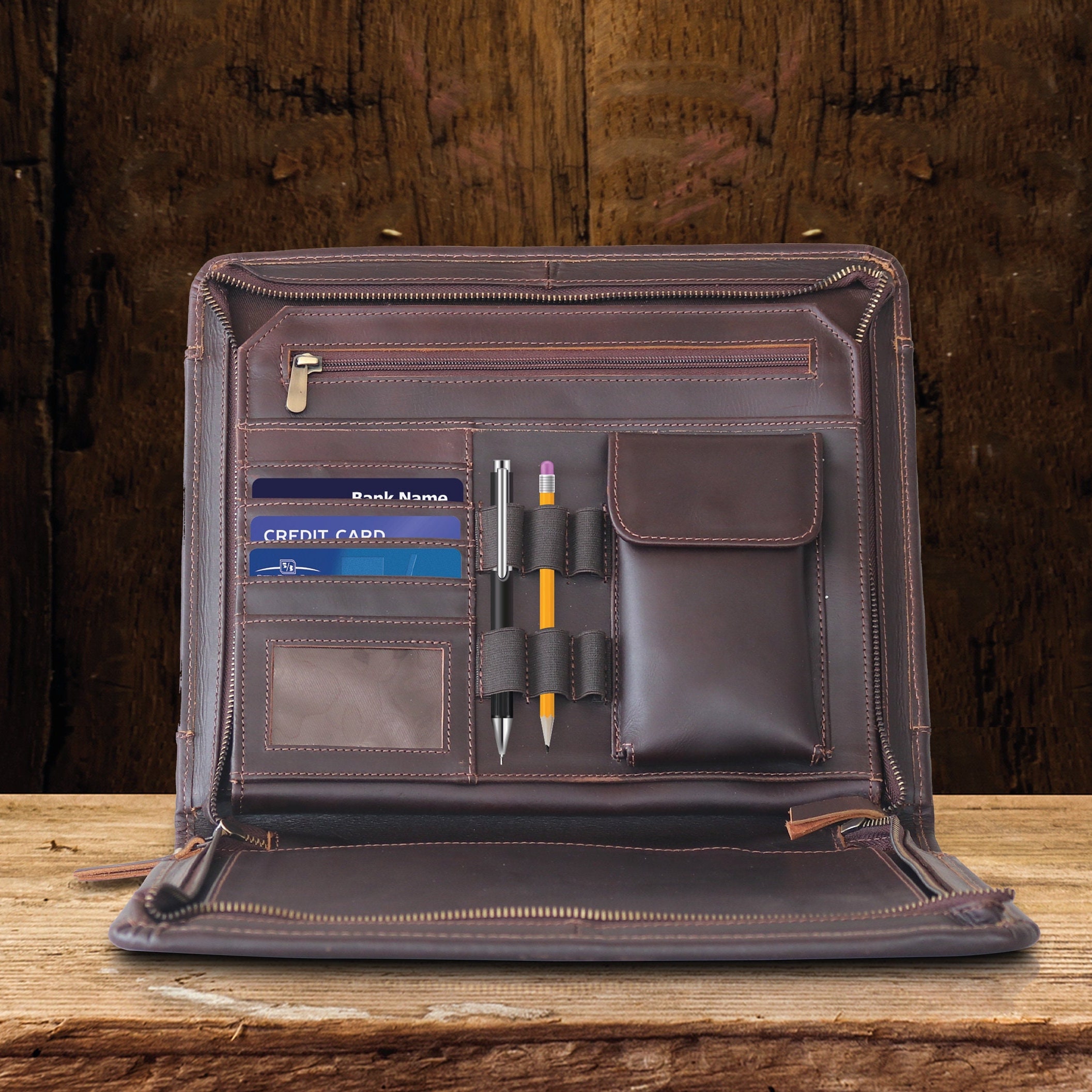 Custom Leather Portfolio Organizer Padfolio Gift for Him Corporate ...