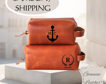 Personalized Groomsmen Gift Dopp Kit Bag Customized Leather Toiletry ...