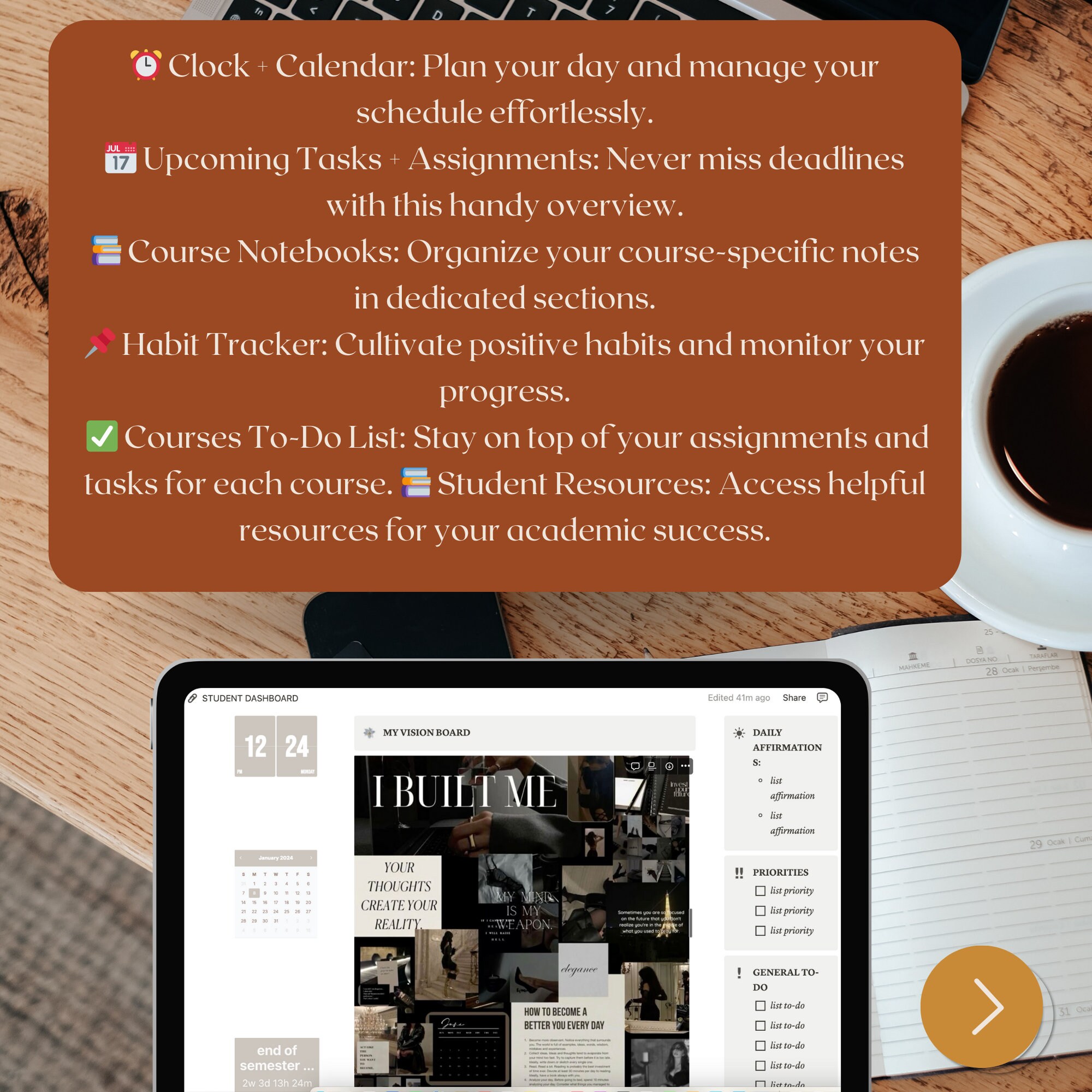 Notion Template - Student Digital Planner|student Notion Template| Student Planner|academic ...