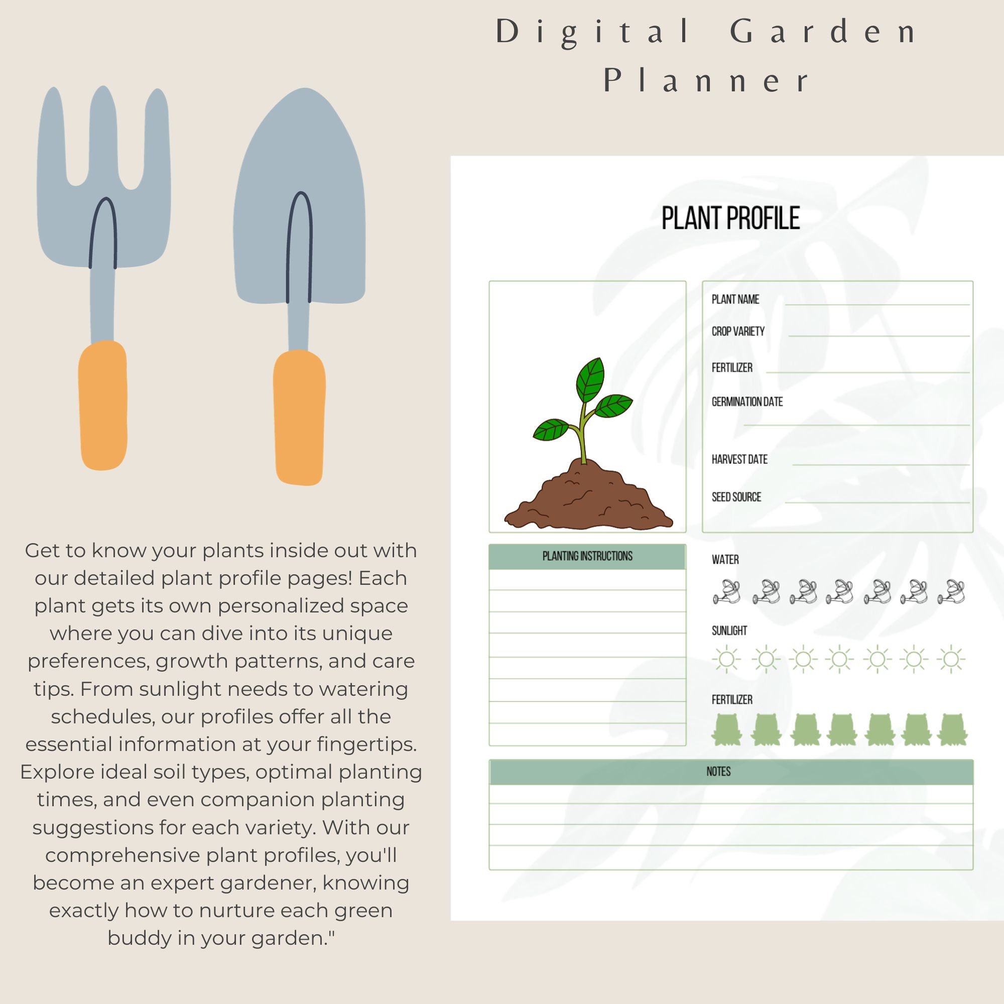 Digital Garden Planner Vegetable Garden Planner for Gardener Printable ...