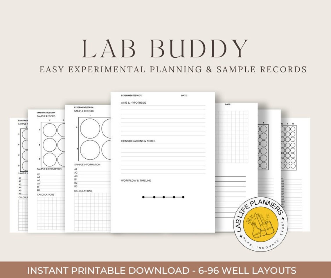 Lab Buddy | Experimental Planner | Sample Records | 6-96 Well Outlines ...