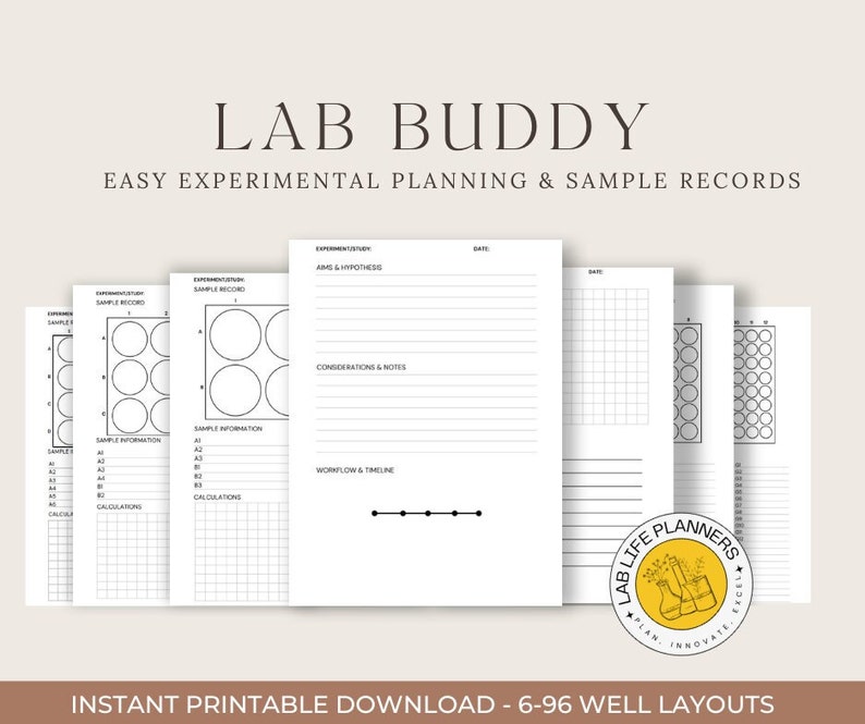 Lab Buddy | Experimental Planner | Sample Records | 6-96 Well Outlines ...