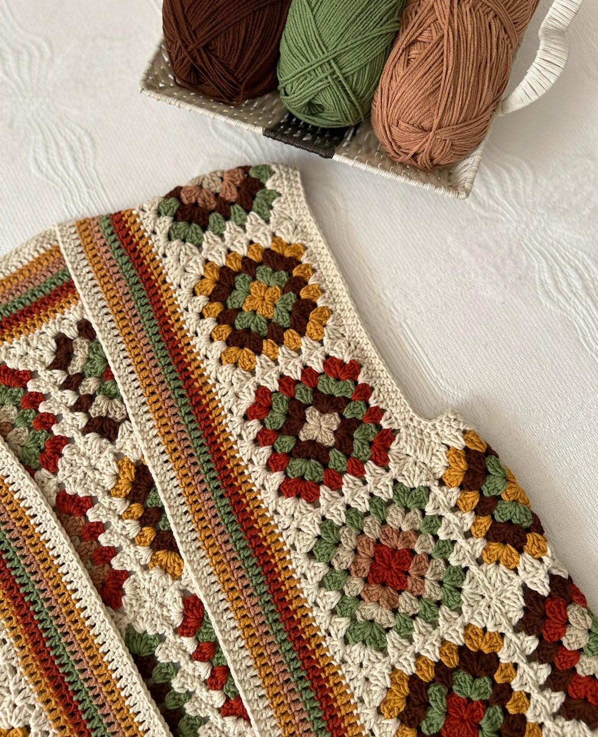 Autumn Colorful Vest, Granny Square Vest, Crochet Vest, Bohem Vest ...