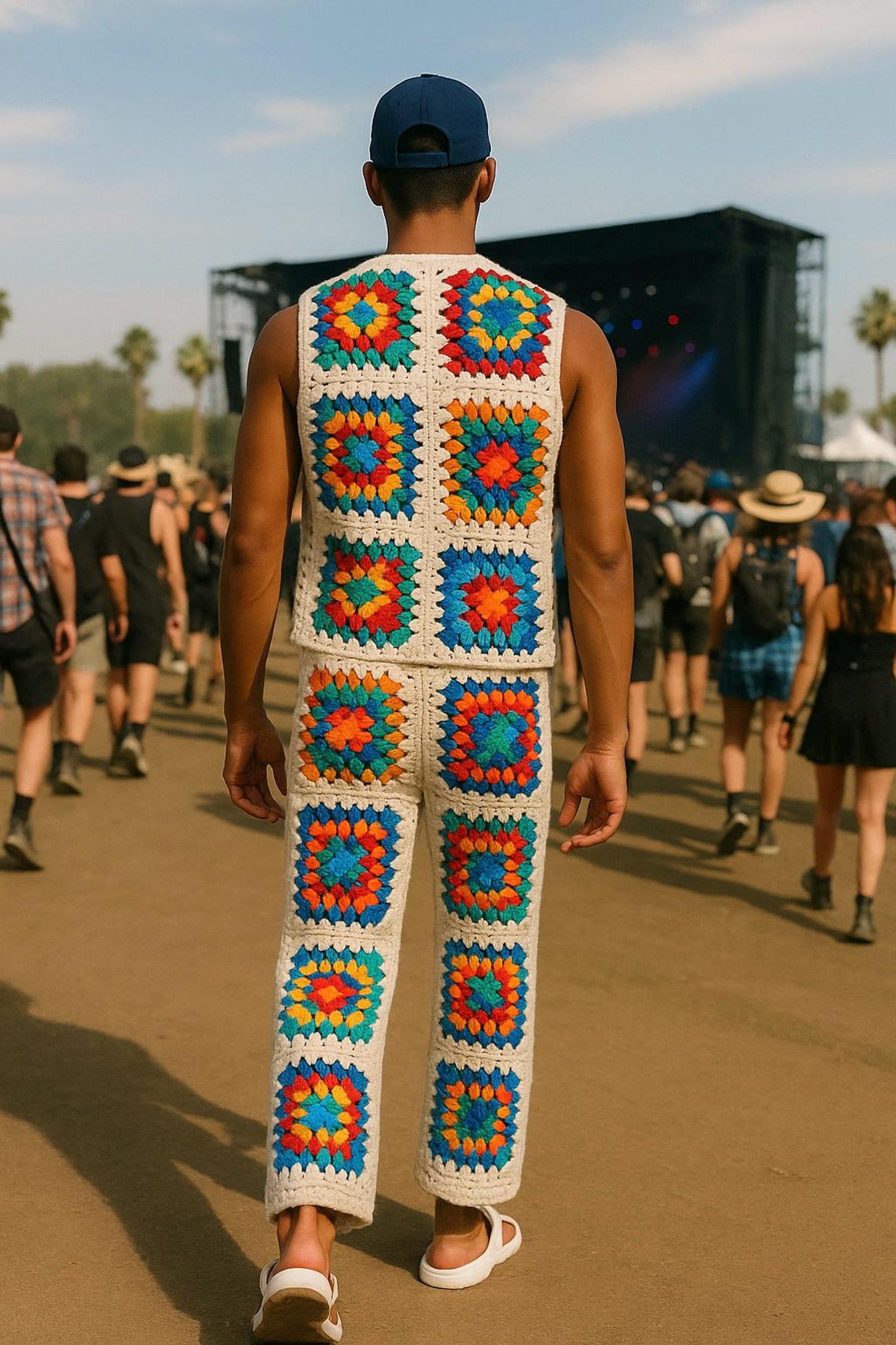 Mens Hippie Clothing, Crochet Top and Pants, Rave Costume, Summer ...