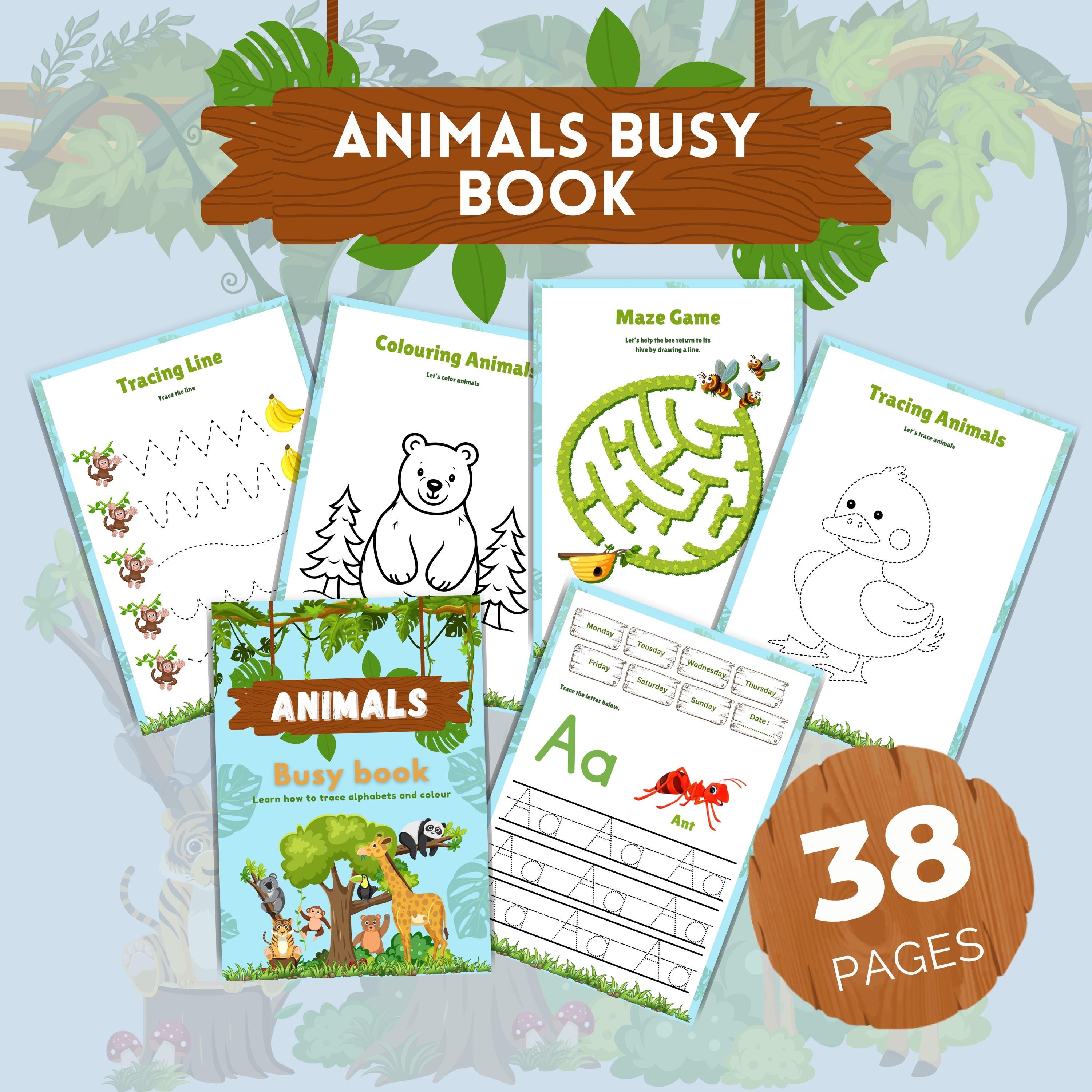 Animals Abcs Busy Book: Fun Tracing and Coloring Activities for Kids ...