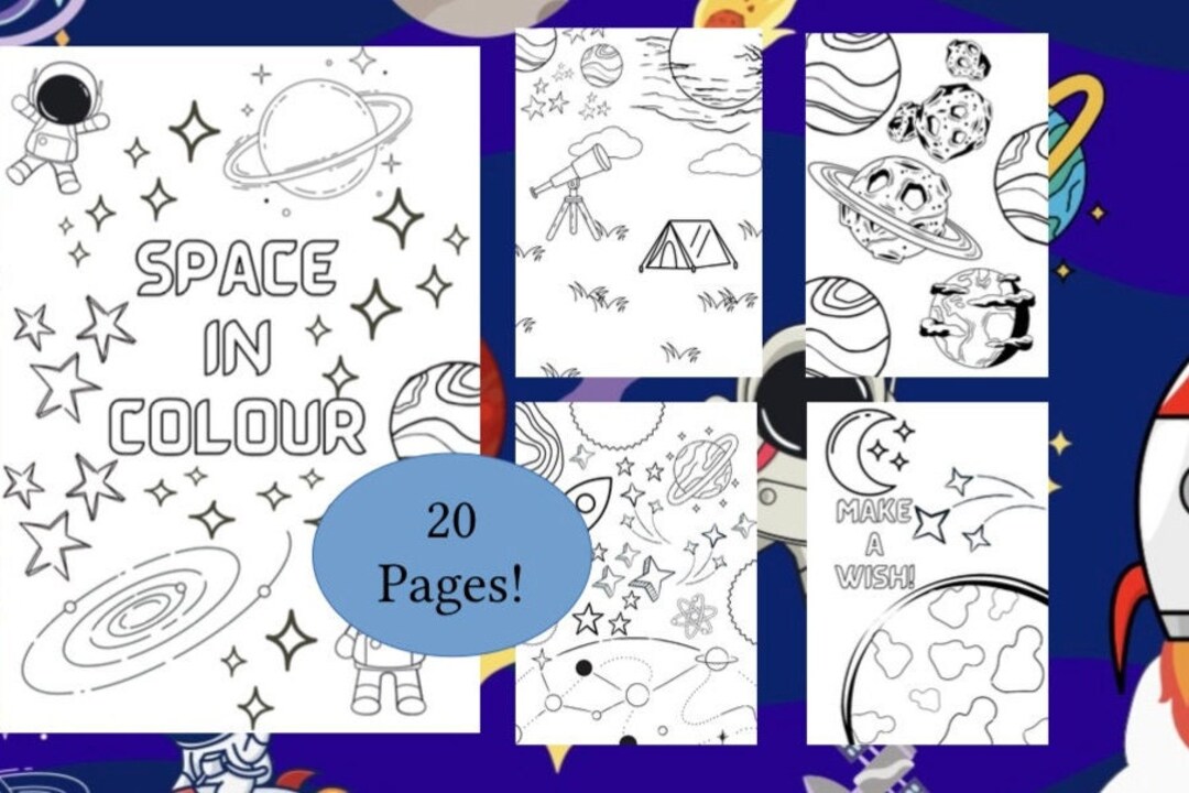 Space Themed Digital Colouring Pages Printable Colouring Book Space ...