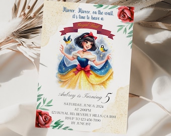 Editable Snow White, Birthday Invitation, Invitation Template ...
