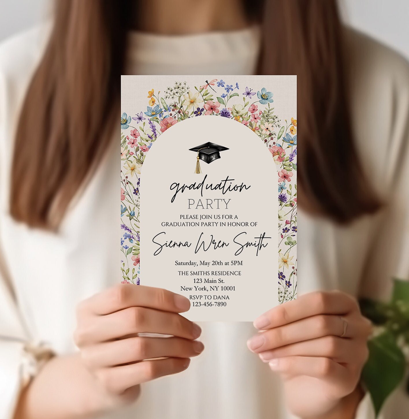 Editable Wildflower Graduation Invitation, Wildflower Graduation ...