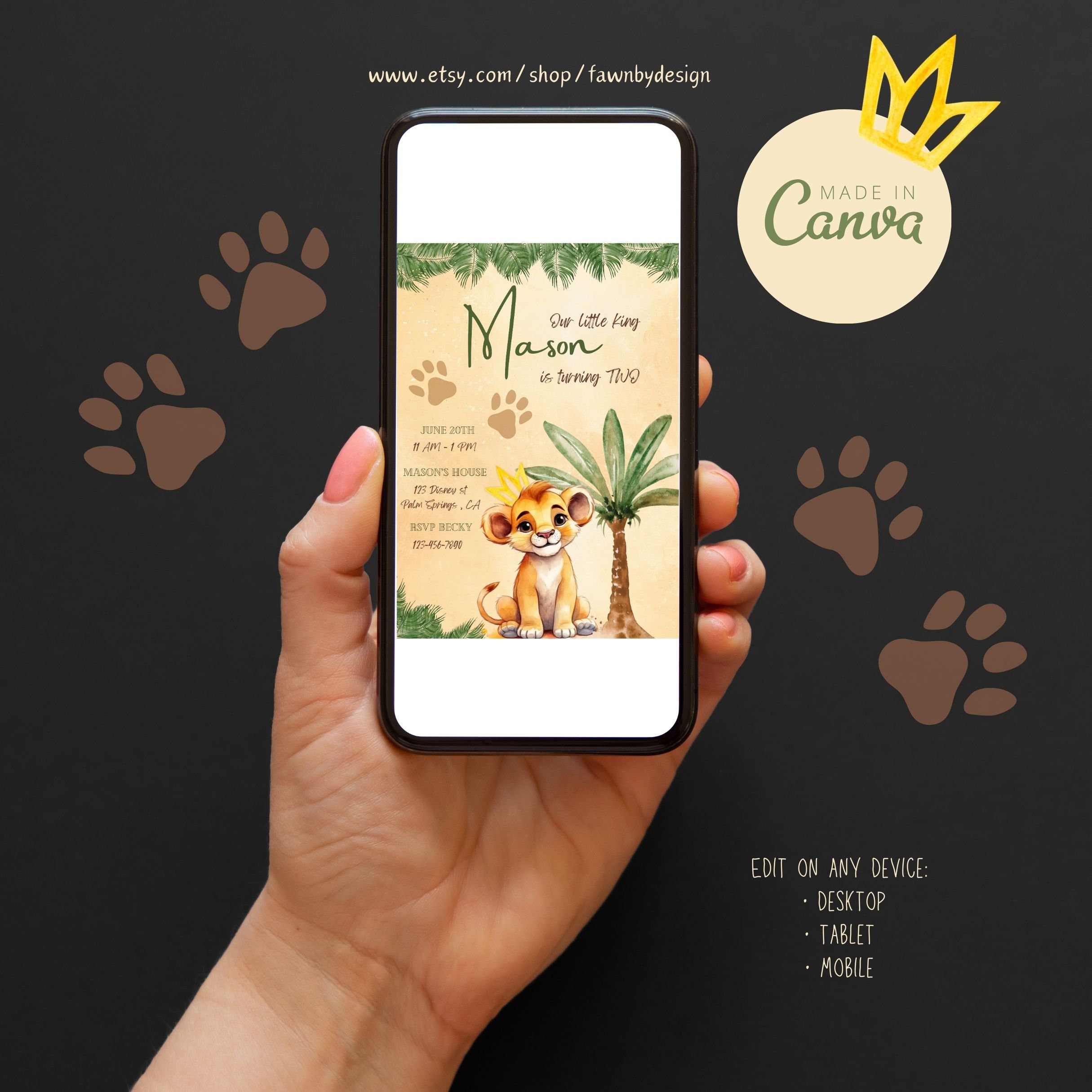 Editable Lion King Birthday Invitation, Simba Birthday Invitation ...