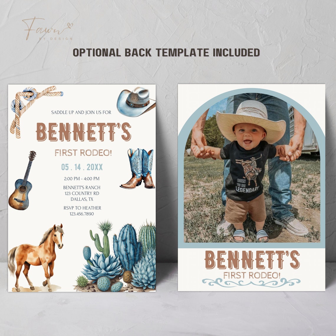 Editable First Rodeo Birthday Invitation Template, Cowboy Birthday ...