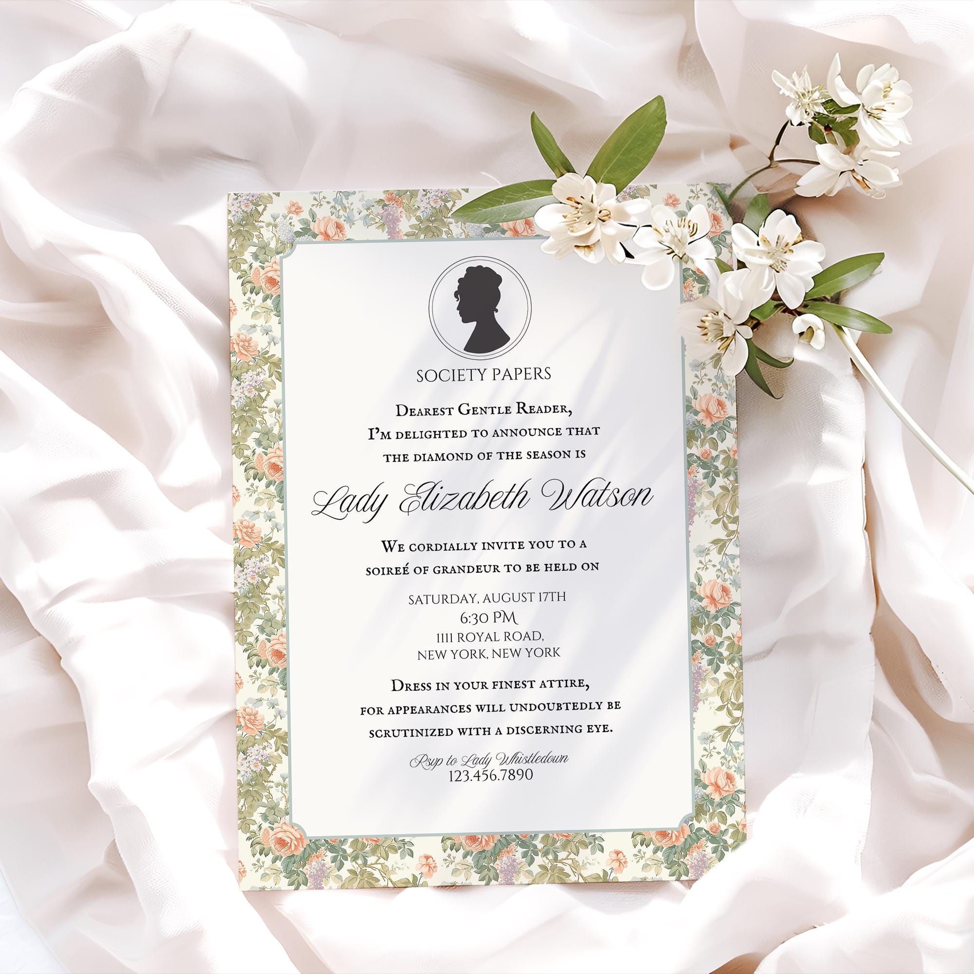 Bridgerton Editable Invitation: Regency Garden Party Theme (digital ...
