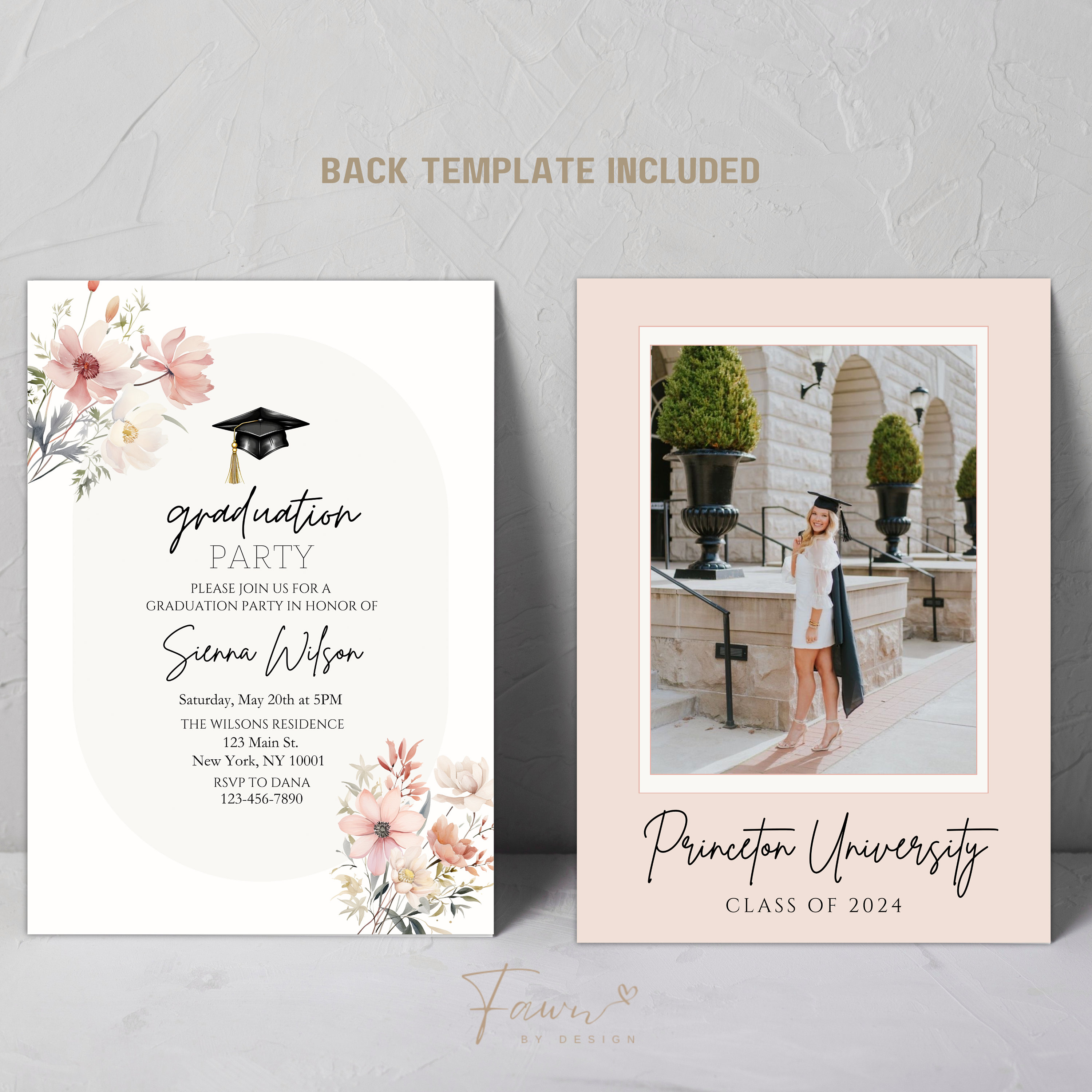 Editable Soft Floral Graduation Invitation, Graduation Announcement ...