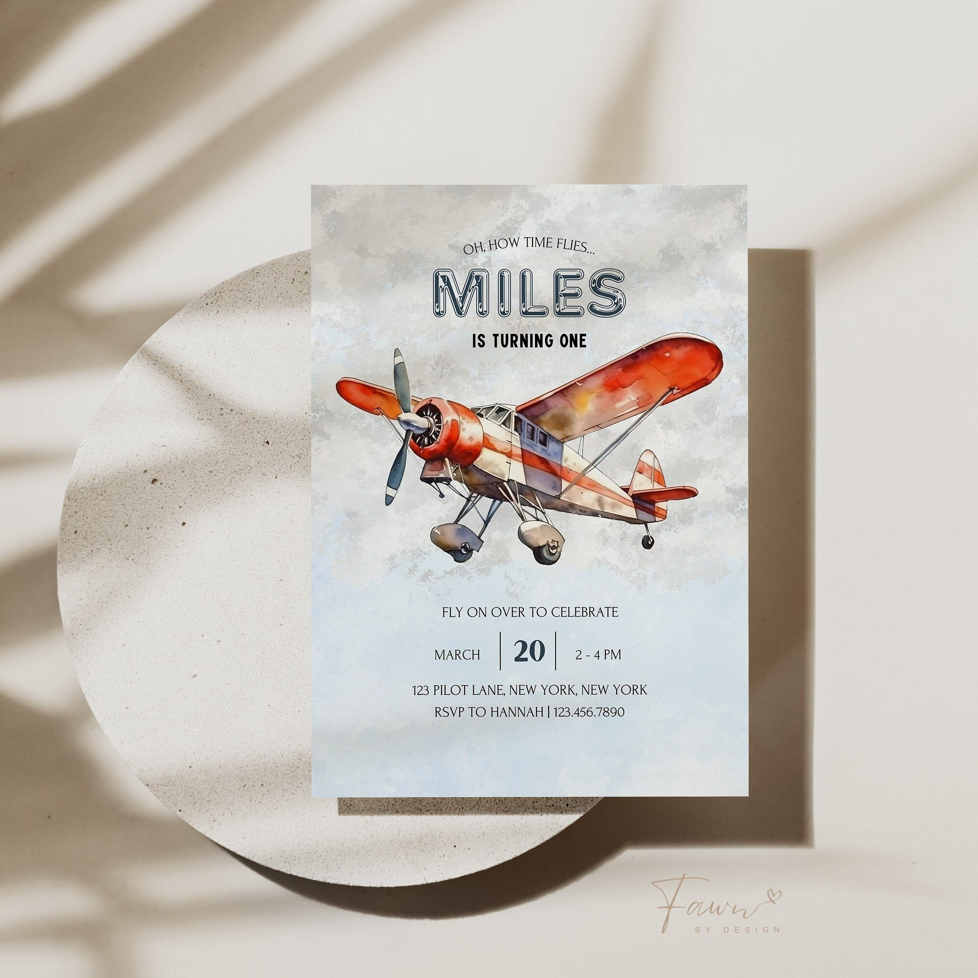 Editable Airplane Birthday Invitation Template, Modern Plane Invitation ...