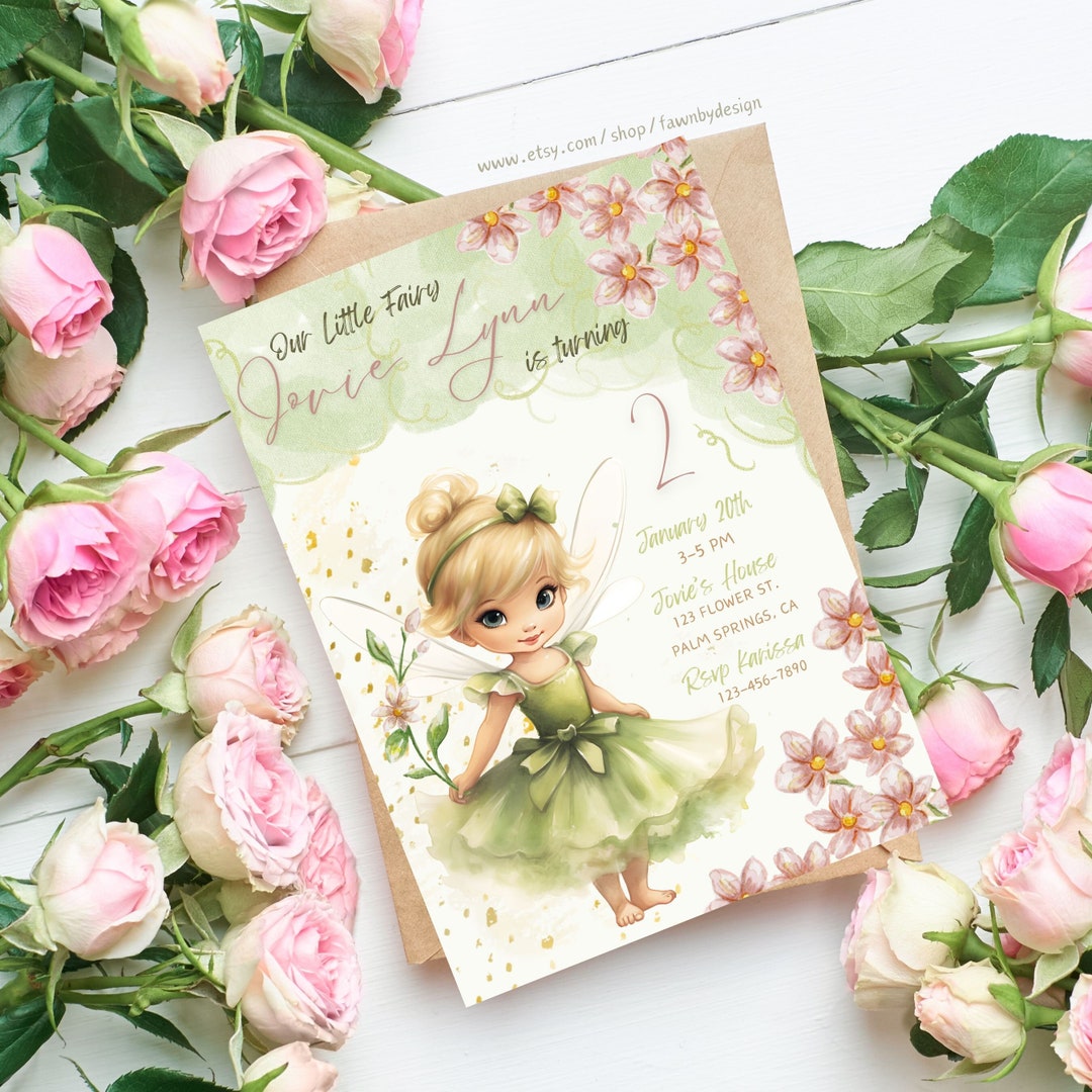 Editable Tinkerbell Fairy Birthday Invitation, Printable Tinker Bell ...