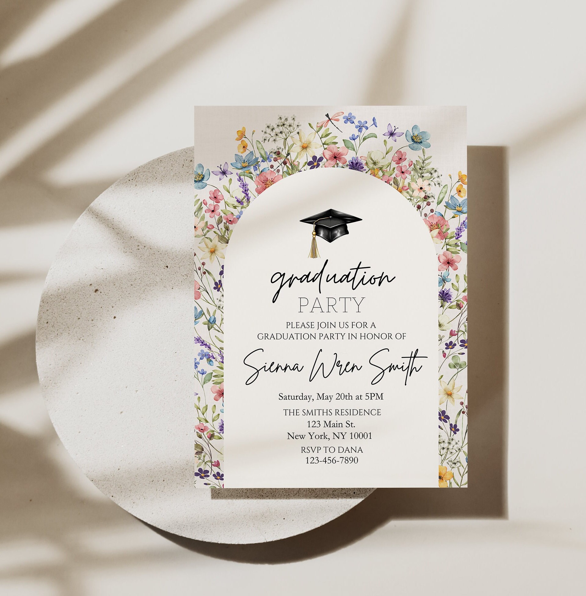 Editable Wildflower Graduation Invitation, Wildflower Graduation ...