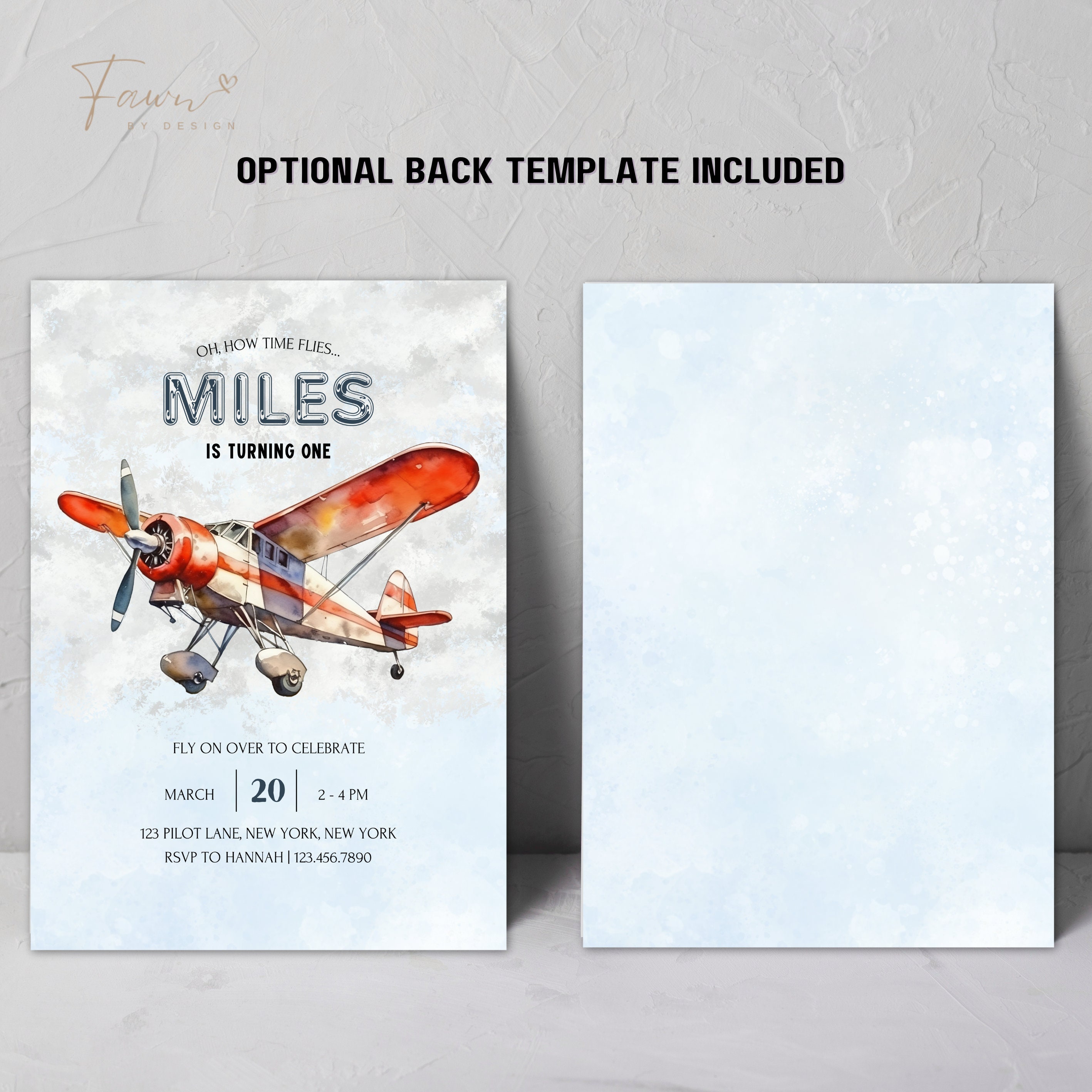 Editable Airplane Birthday Invitation Template, Modern Plane Invitation ...