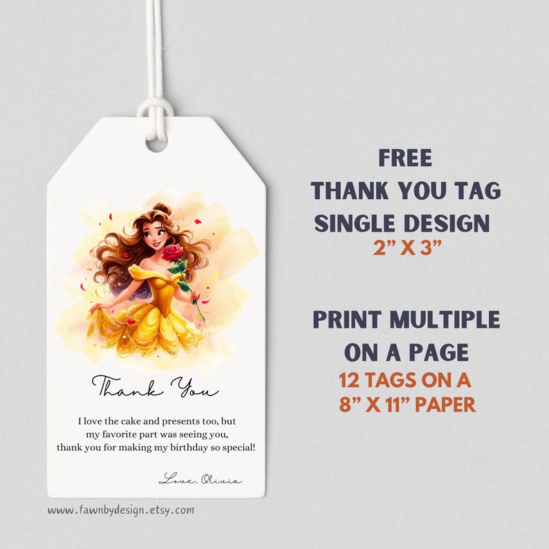 Editable Belle Birthday Invitation, Beauty and the Beast Invitation ...