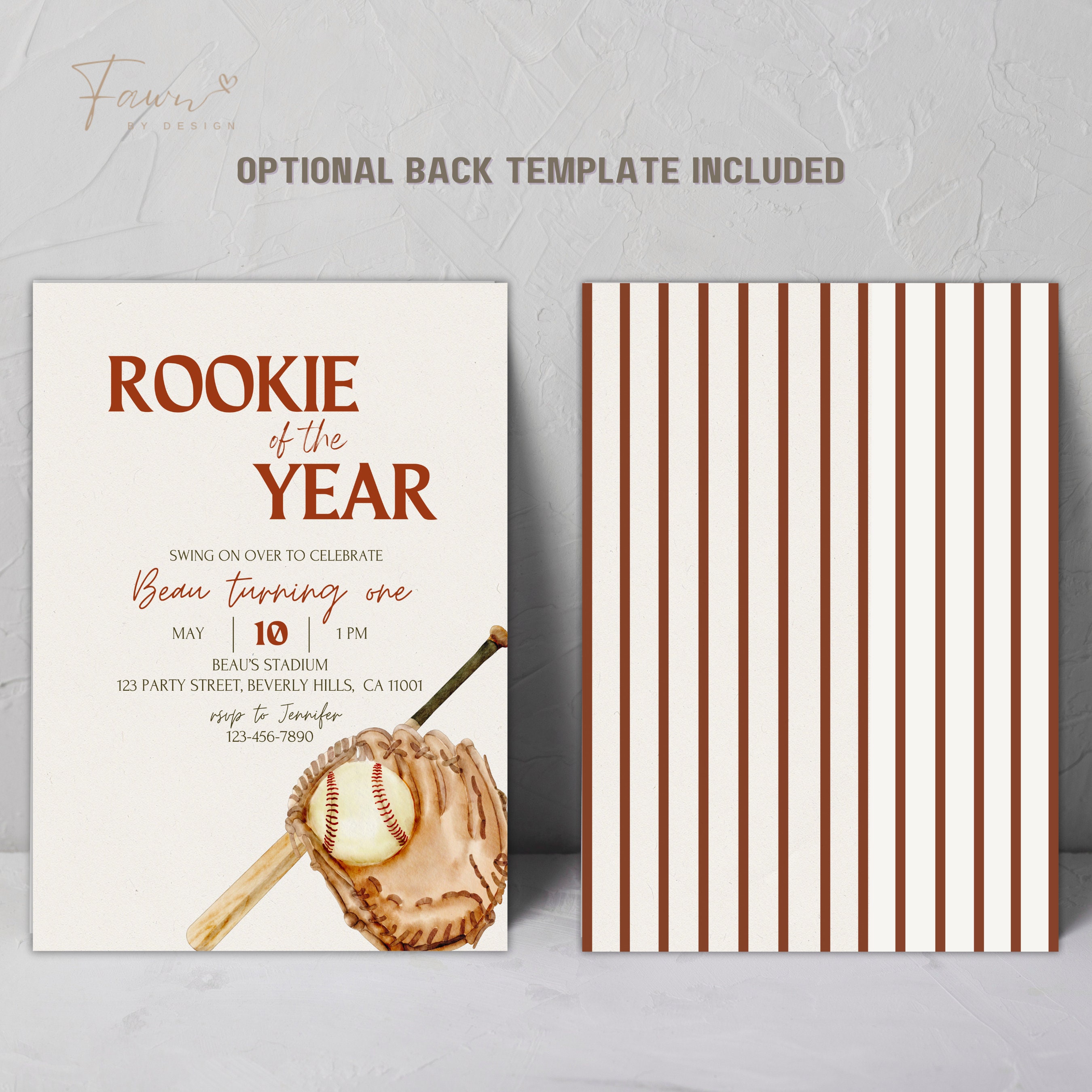 Editable Baseball Party Invitation, Little Rookie, 1st Birthday, All ...