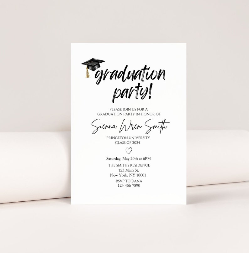 Editable Minimalist Graduation Party Invitation, Graduation Invitation ...