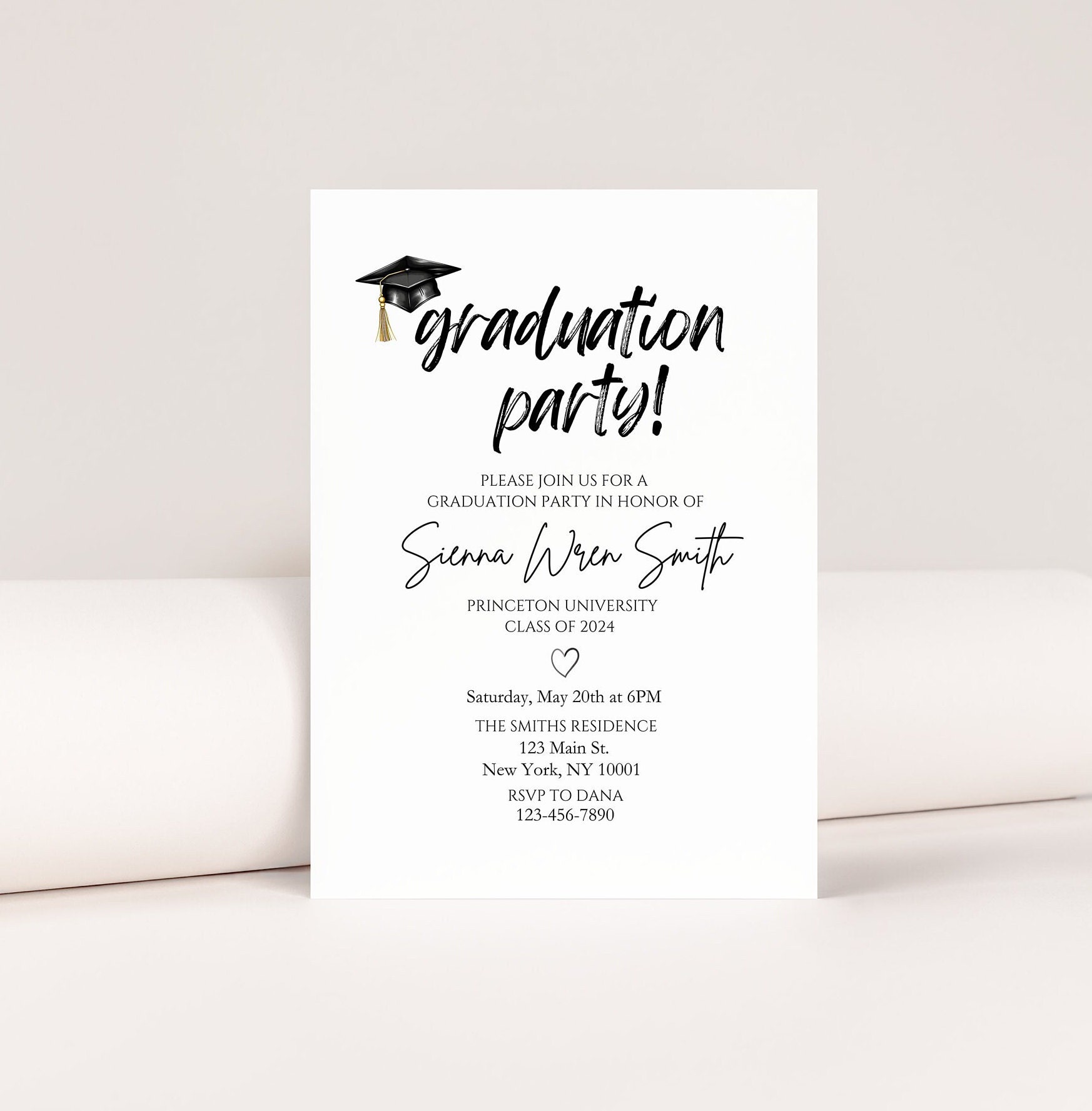 Editable Minimalist Graduation Party Invitation, Graduation Invitation ...