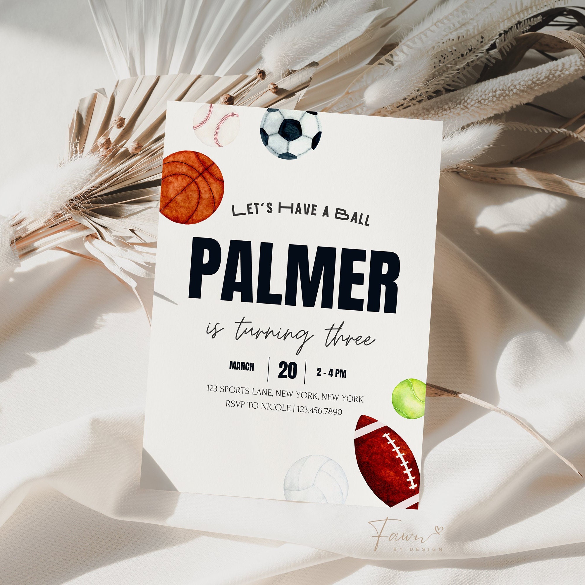 Editable Let's Have a Ball Invite, Ball Birthday Invitation Digital ...