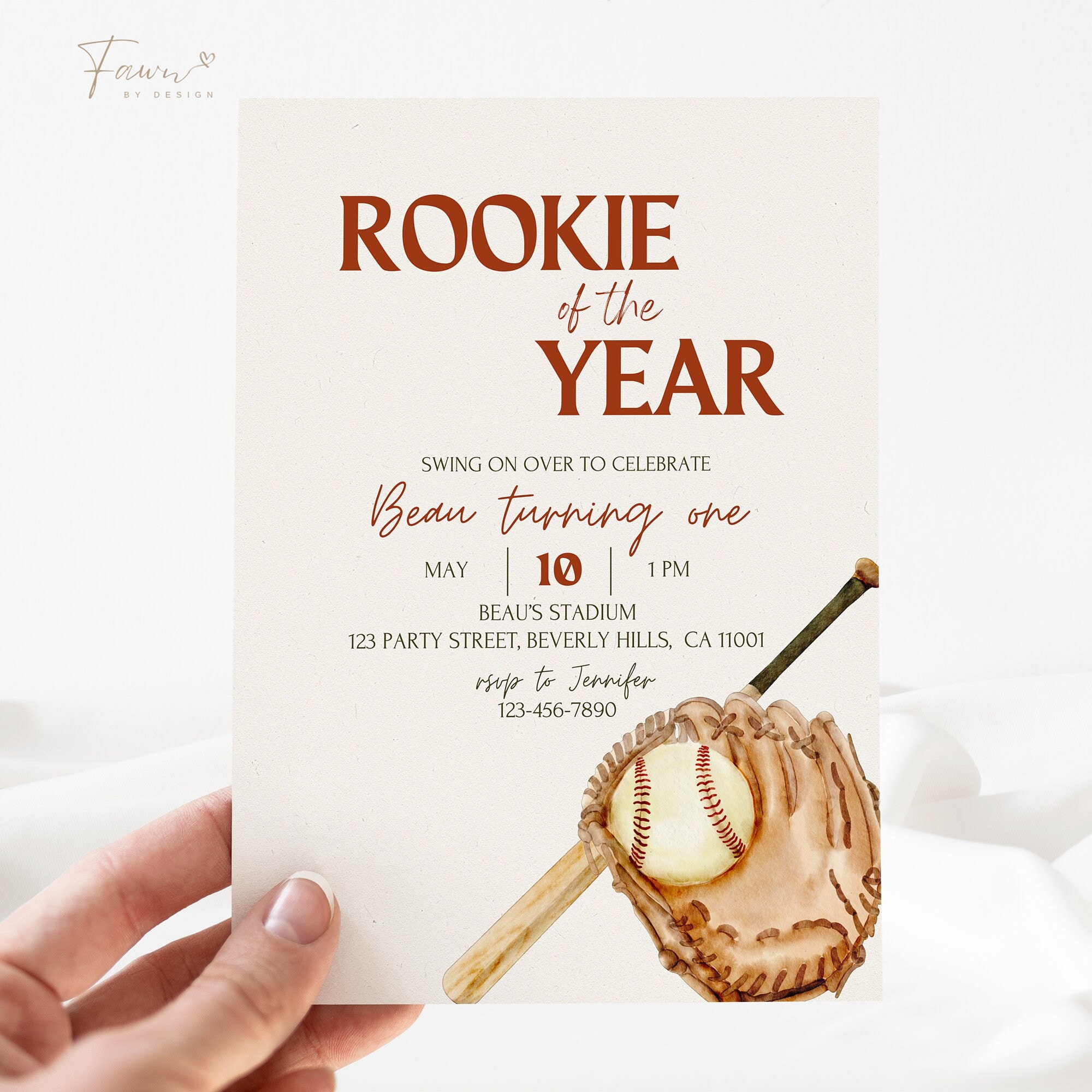 Editable Baseball Party Invitation, Little Rookie, 1st Birthday, All ...