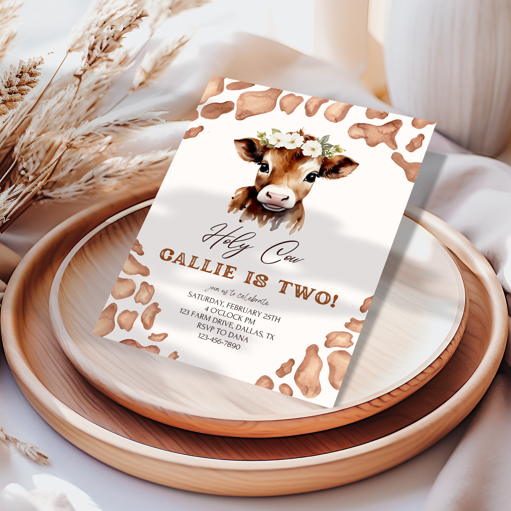Editable Holy Cow 1st Birthday Invitation, Editable Template, Holy Cow ...