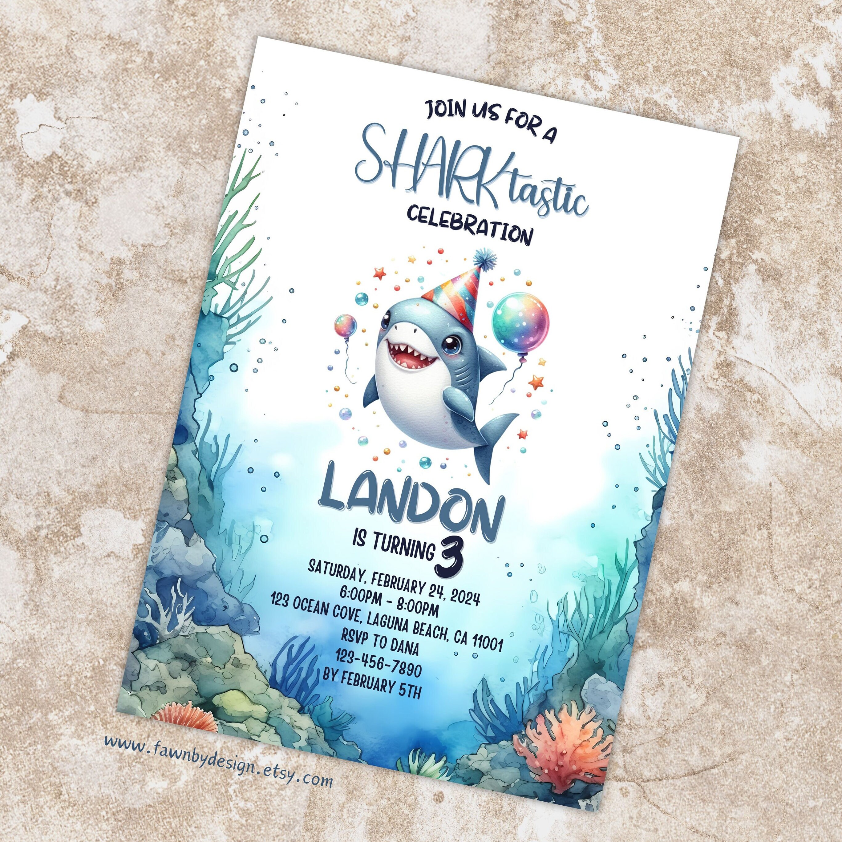 Editable Shark Invitation, Shark Birthday Invitation Boy, Shark ...
