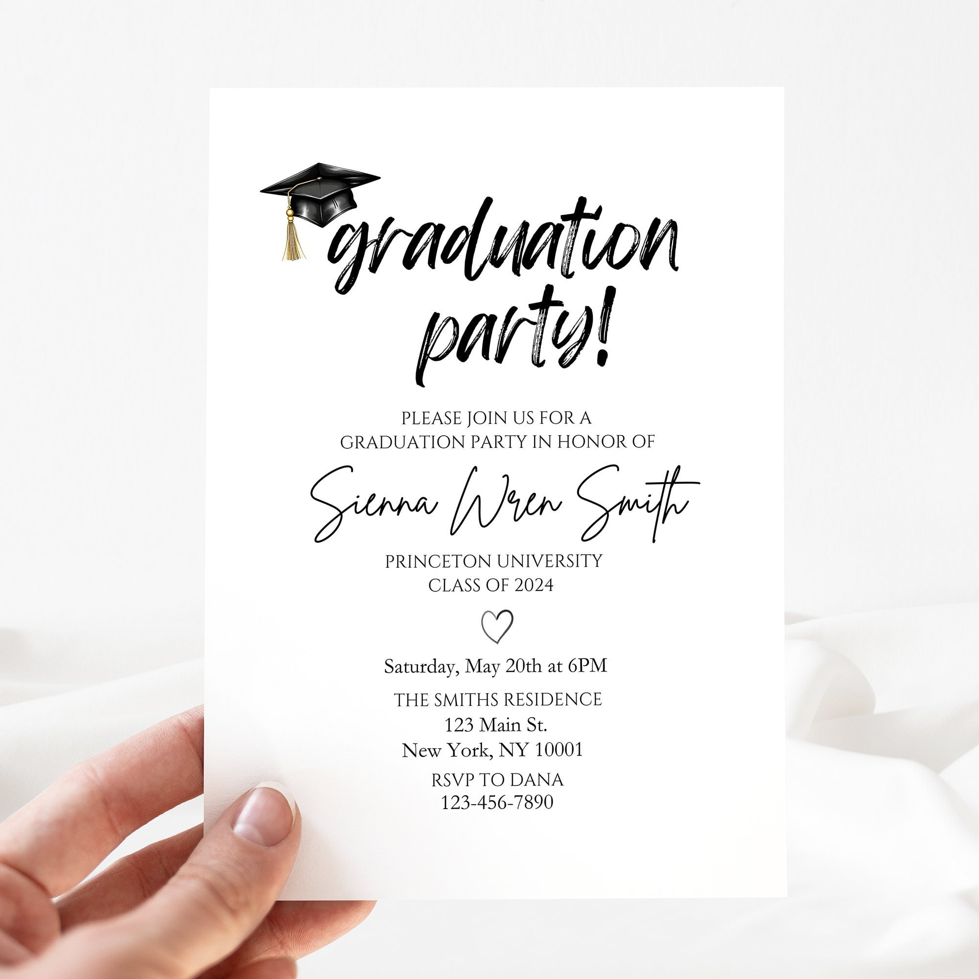 Editable Minimalist Graduation Party Invitation, Graduation Invitation ...