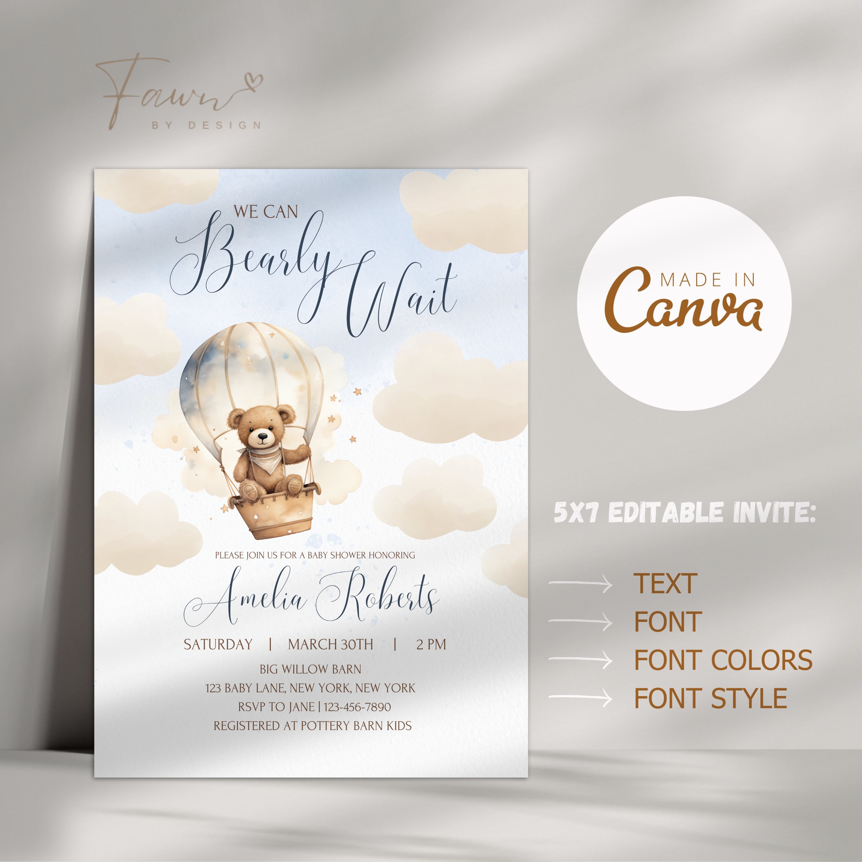 Editable We Can Bearly Wait Invitation, We Can Bearly Wait Baby Shower ...