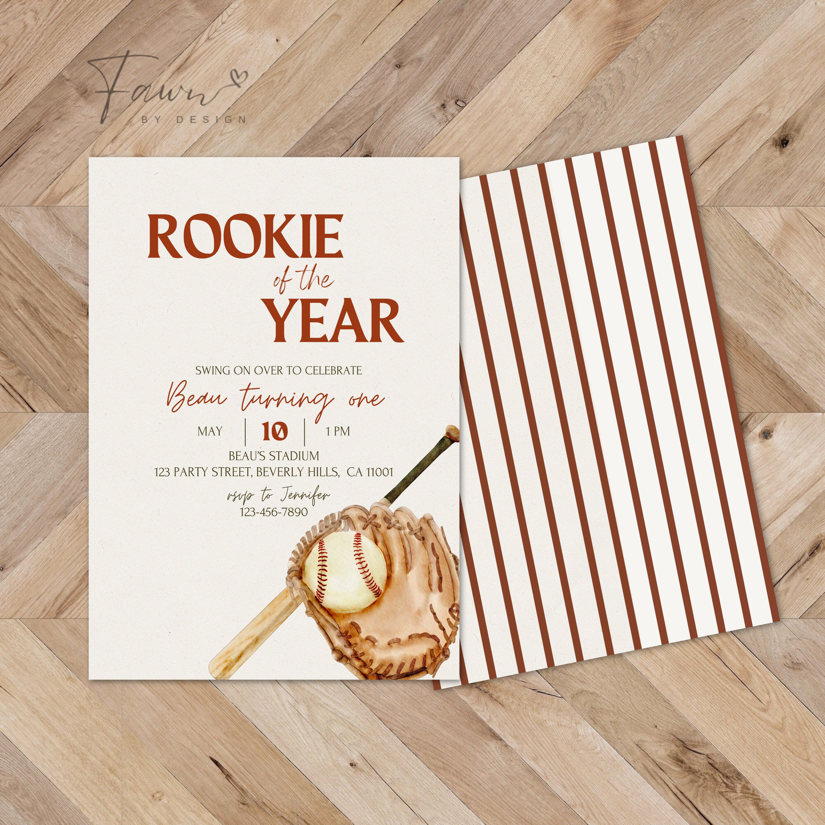 Editable Baseball Party Invitation, Little Rookie, 1st Birthday, All ...